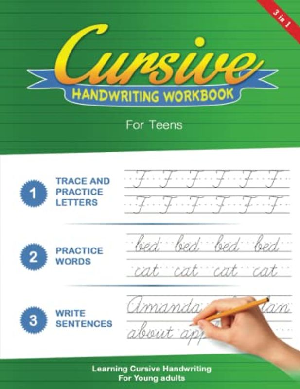 Cursive Handwriting Workbook For Teens: Cursive Handwriting Workbook ...