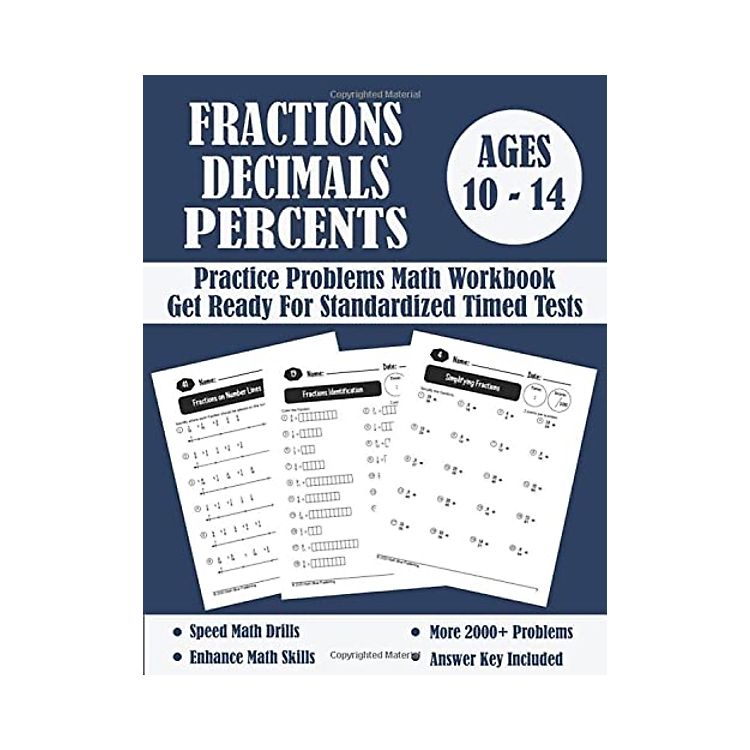 Fractions, Decimals And Percents Timed Tests Math Workbook: Practice ...