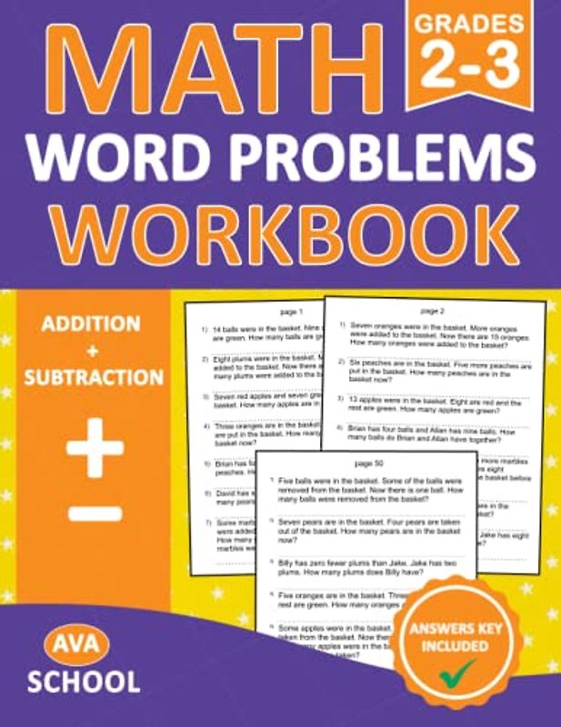 Math Word Problems Workbook For Grades 2-3 Addition And Subtraction ...