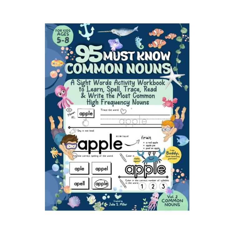 95 Must Know Common Nouns for Kids Ages 5-8: A Sight Words Activity ...