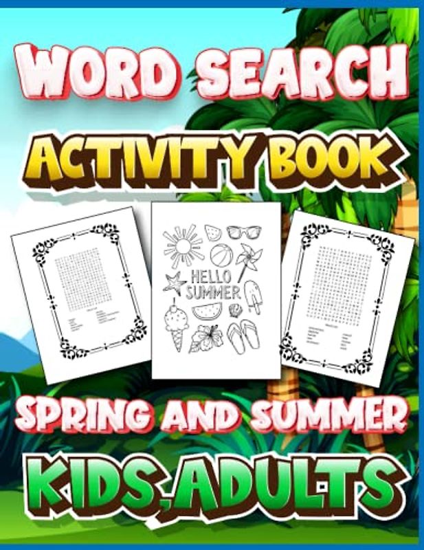 Summer And Spring Word Search Activity Book For Kids,Adults: Word ...