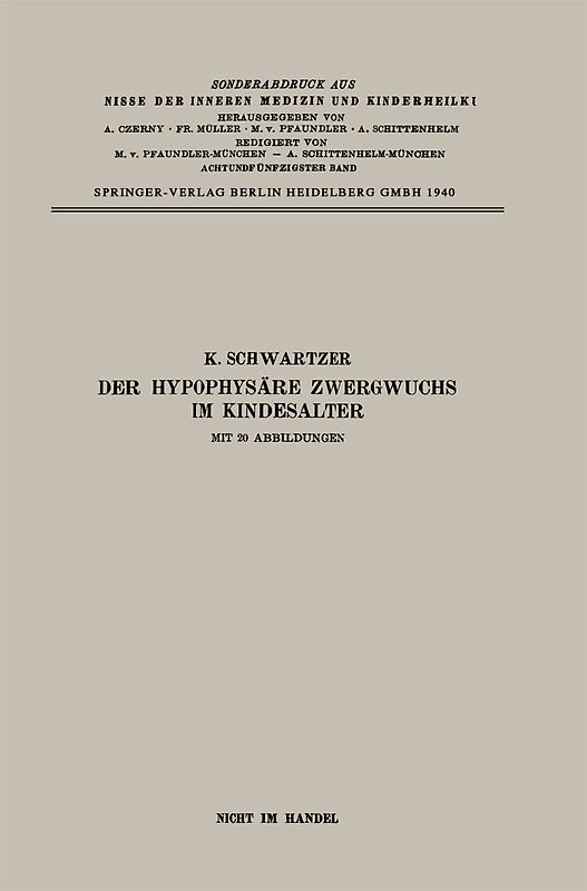 Der Hypophysäre Zwergwuchs im Kindesalter gebraucht kaufen