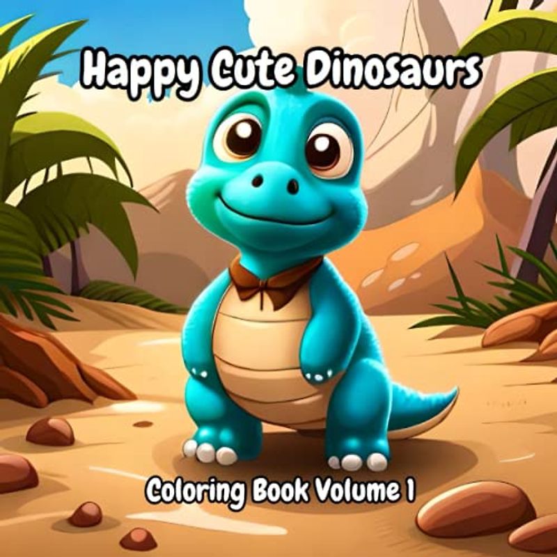 Happy cute dinosaurs coloring book: Volume 1. Totally Roarsome Easy ...