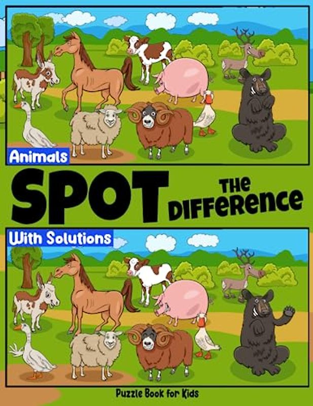 Animals Spot the Differences Puzzle Book for Kids: Exciting Animals ...