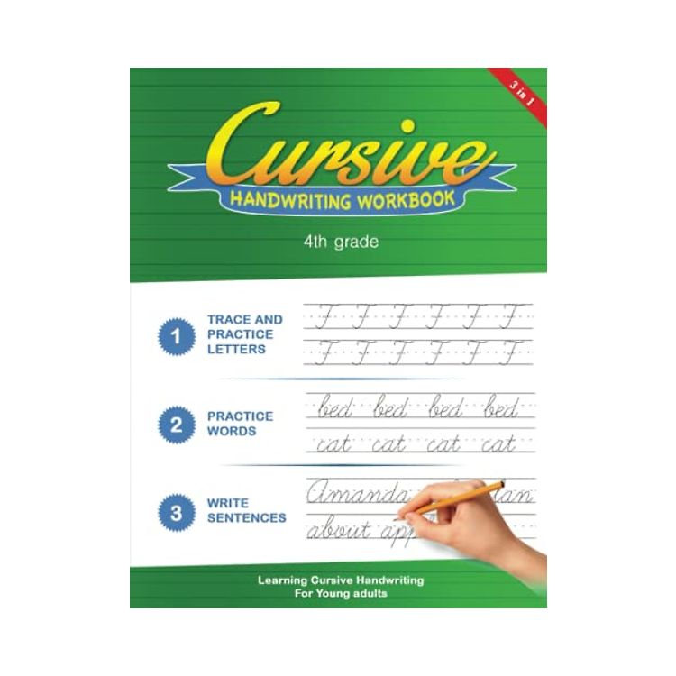 Cursive Handwriting Workbook 4th grade: Cursive Handwriting Workbook for Kids & Beginners to ...