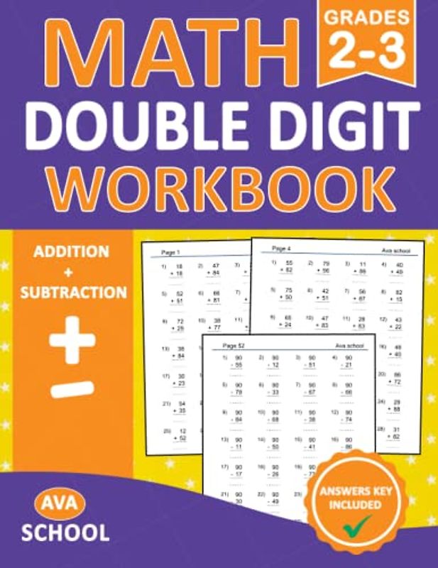 Double Digit Addition and Subtraction Math Workbook For Grades 2-3 With ...