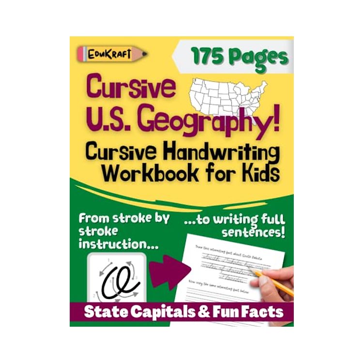Cursive U.S. Geography! Cursive Handwriting Workbook for Kids: Learn to ...