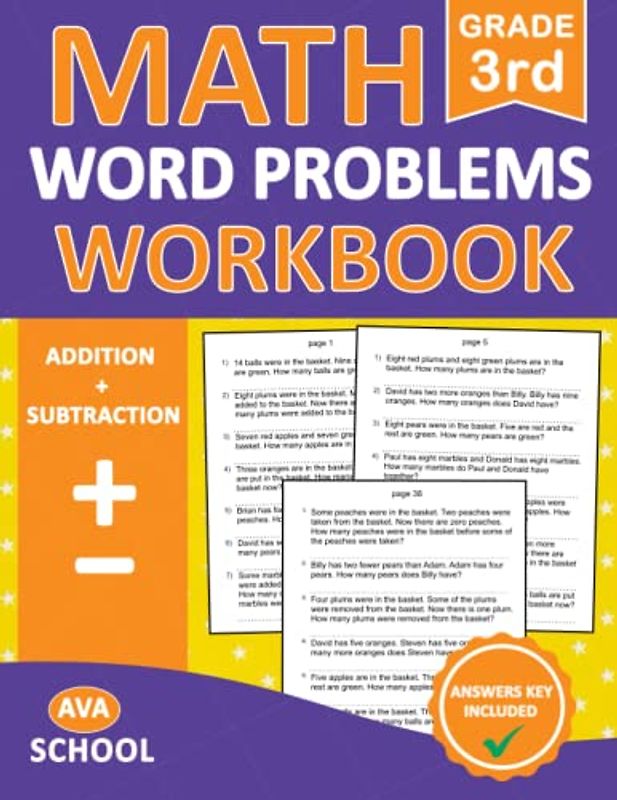 Math Word Problems Workbook For Grade 3 Addition And Subtraction With ...