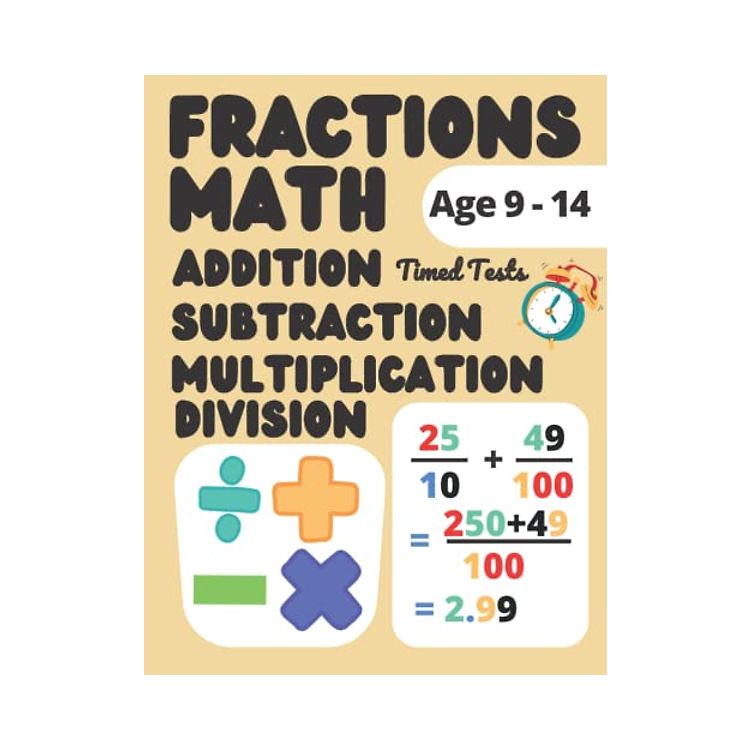 Fractions and Decimals Workbook Math Addition, Subtraction, Multiplying ...