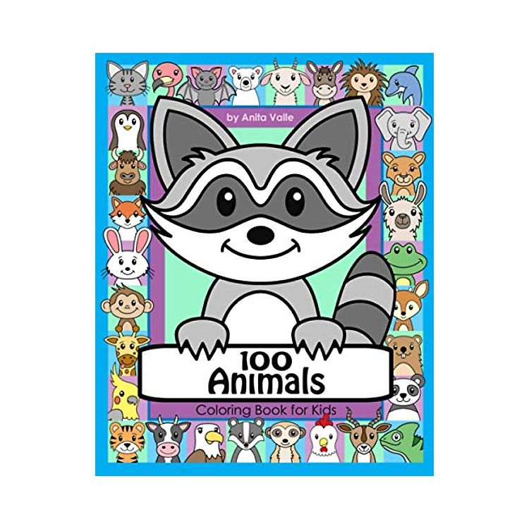 100 Animals Coloring Book for Kids: 100 Cute Animals for Children to ...